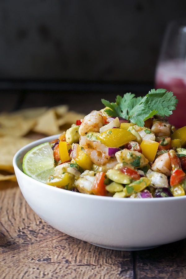 Avocado Salsa with Cajun Prawns ~ Cooks with Cocktails