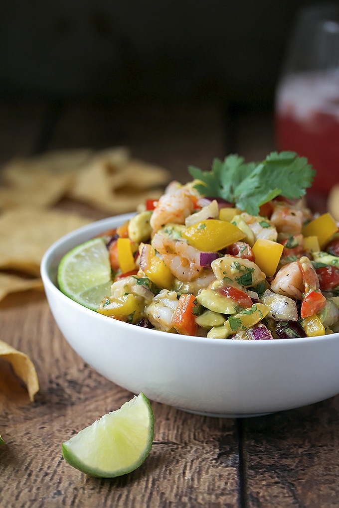 Avocado Salsa with Cajun Prawns ~ Cooks with Cocktails