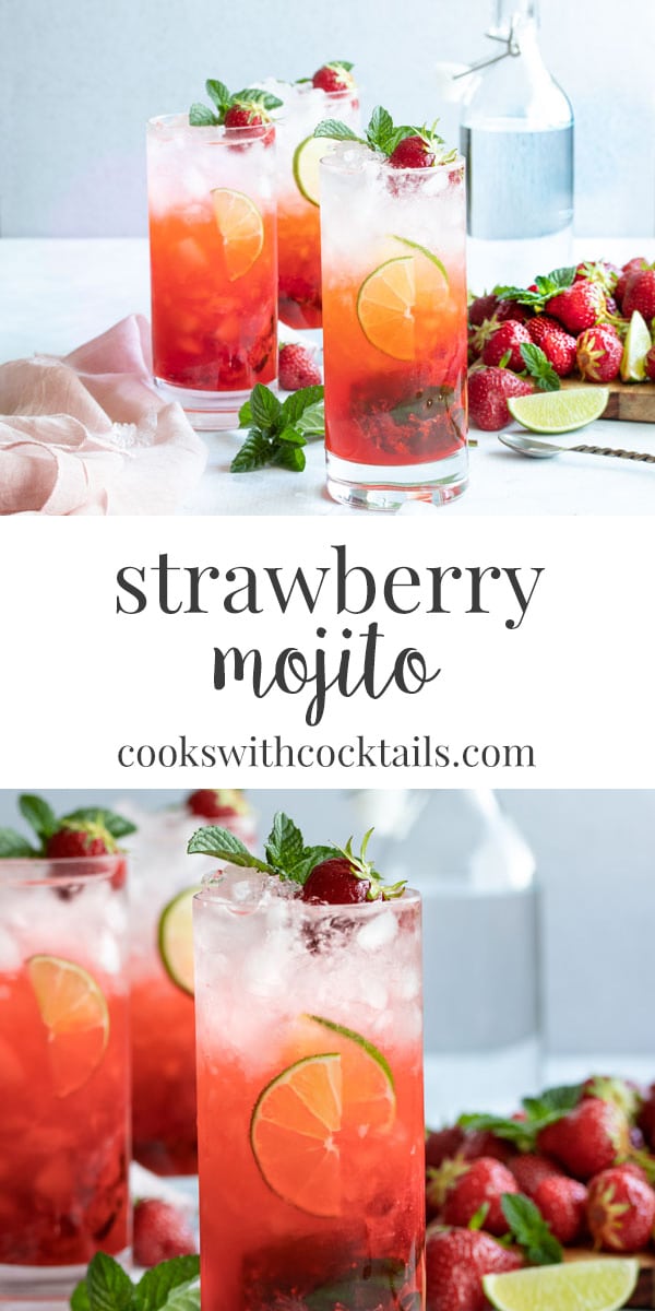 Strawberry Mojito Recipe with Fresh Strawberries! ~ Cooks with Cocktails